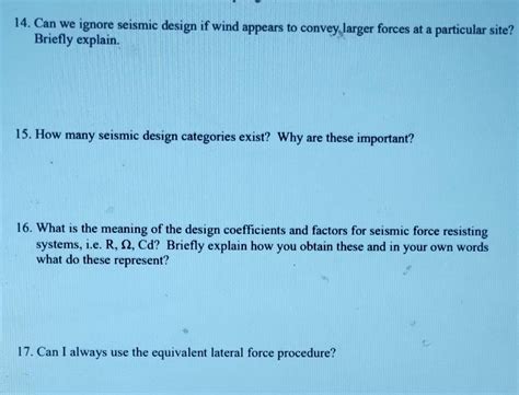 Solved Can We Ignore Seismic Design If Wind Appears To Chegg Com
