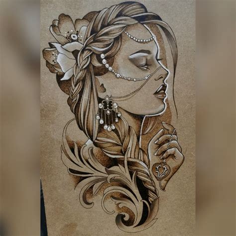 Pyrogravure Femme Akvarel Maling