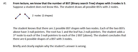 Solved 1 From Lecture We Know That The Number Of BST Chegg Com