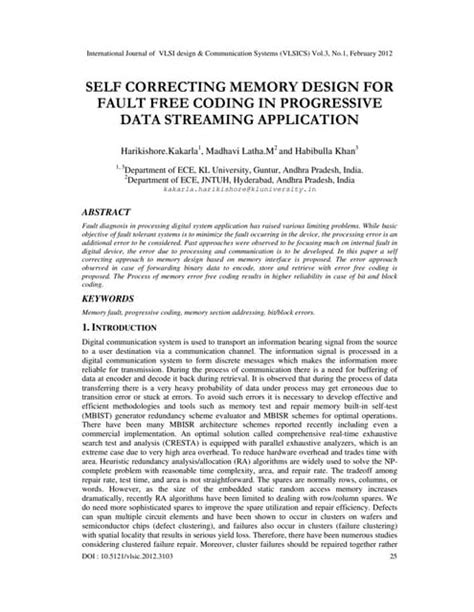 Self Correcting Memory Design For Fault Free Coding In Progressive Data