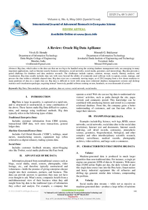 Pdf A Review Oracle Big Data Aplliance Vivek Honule