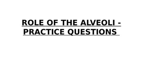 Igcse Biology Edexcel Role Of The Alveoli Teaching Resources