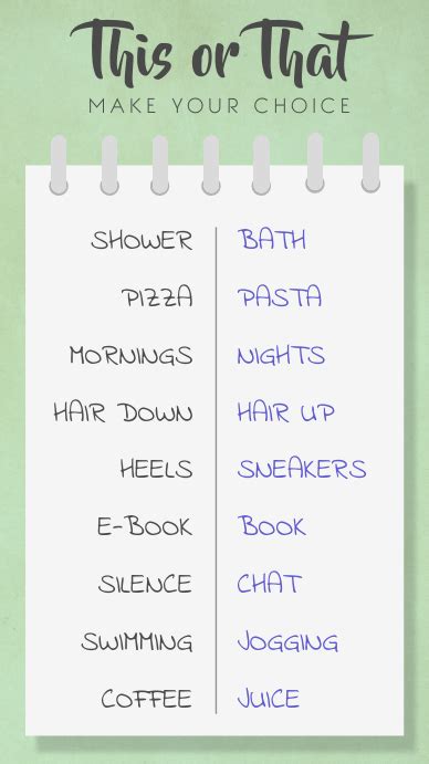 Preferences This Or That Instagram Story Template Postermywall