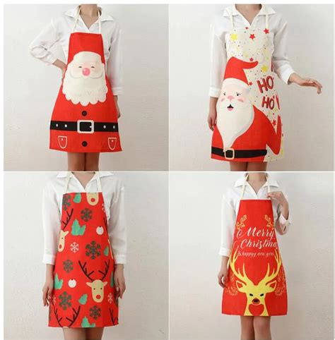 ₩3674에서 여자 남자를위한 크리스마스 앞치마 바베큐 부엌 홈 요리 앞치마 베이킹 도구 축제 파티 장식 액세서리 Dhgate
