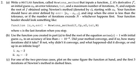 SOLVED A Write A MATLAB Function Called Newton Smethod That Inputs