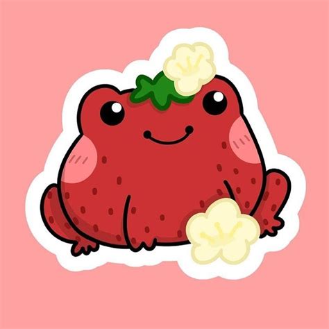Strawberry Frog Sticker Cute Drawing