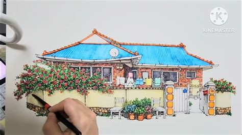 383일차 드로잉 채색추억의집추억을담다 추억여행 추억이야기 추억을그려요 시골집 여행스케치 감성수채화 전시준비중 수채화 Youtube
