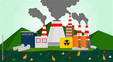 Beautiful Illustration Vector Air Pollution From The Industry For Background Stock Illustration