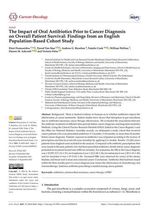 Pdf The Impact Of Oral Antibiotics Prior To Cancer Diagnosis On