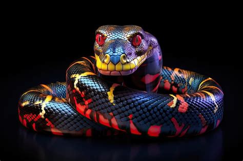 Premium Ai Image Colourful Illustration Of A Blue Python On A Black
