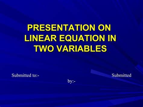 Linear Equation In Two Variables Ppt