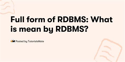 Full Form Of Rdbms What Is Mean By Rdbms — Tutorialsmate