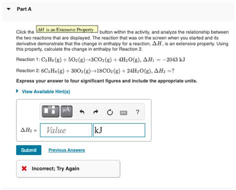 Solved Part A Click The AH Is An Extensive Property Button Chegg