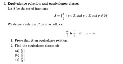 Solved Equivalence Relation And Equivalence Classes Let S Chegg Com