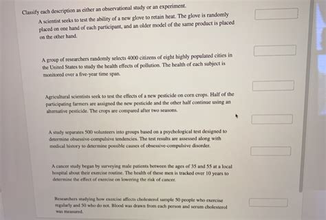 Solved Classify Each Description As Either An Observational