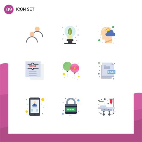 9 Flat Color Concept For Websites Mobile And Apps Restaurant Food Cloud Drink Thinking Editable