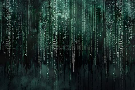 Generative Ai Illustration Digital Data Streams Flow Into Each Other Green Binary Code Series