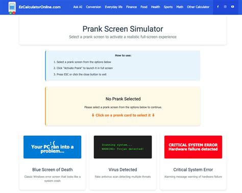 Prank Screen Simulator Fake Error And Update Screens
