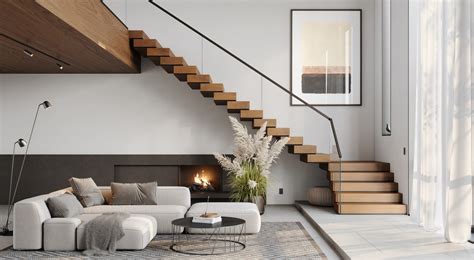 Contemporary Living Room Featuring Flight Stack Viewrail