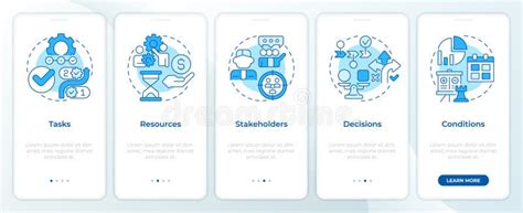 Workflow Management Elements Blue Onboarding Mobile App Screen Stock