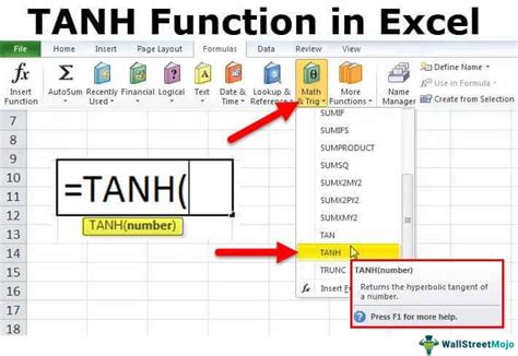 Tanh Function In Excel Formula Examples How To Use Tanh