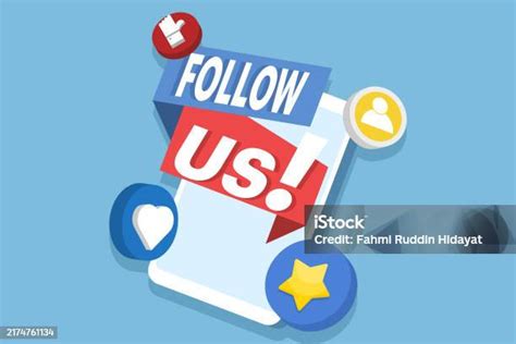 우리를 따르십시오 개념 인터넷 광고 마케팅 회사 소개 문의하기 고객 지원 고객 서비스 온라인 지원 헬프 데스크 개념 배경에 평면 벡터 그림 가상현실에 대한 스톡 벡터 아트