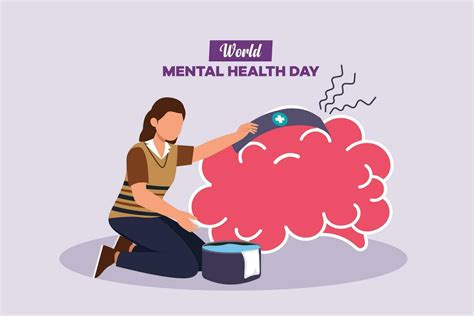 Psychology World Mental Health Day Concept Colored Flat Vector