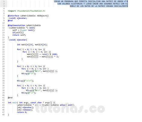 poo objective c el doble de una matriz