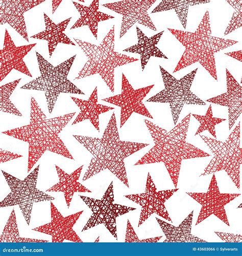 Red Stars Seamless Pattern Vector Repeating Background With Han Stock Vector Illustration Of