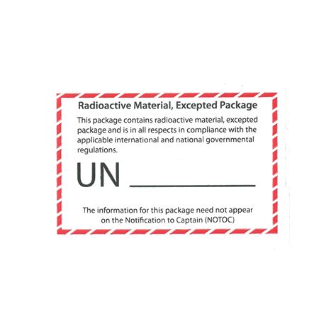 Radioactive Material Excepted Package Label Pensandpieces