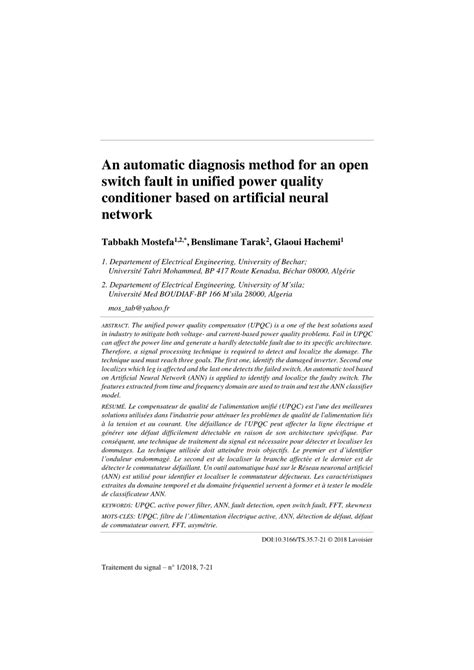 Pdf An Automatic Diagnosis Method For An Open Switch Fault In Unified Power Quality