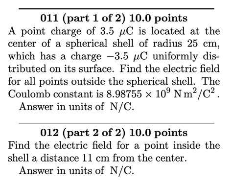 solved 011 part 1 of 2 10 0 points a point charge of