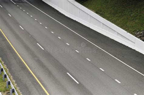 Empty Four Lane Freeway With Dashed Lines Stock Image Image Of