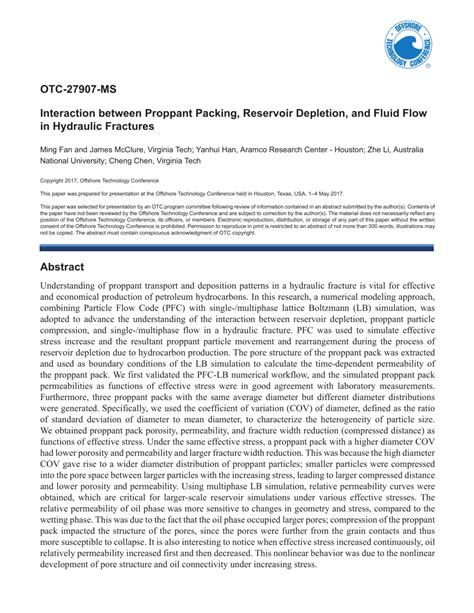 Pdf Interaction Between Proppant Packing Reservoir Depletion And Fluid Flow In Hydraulic