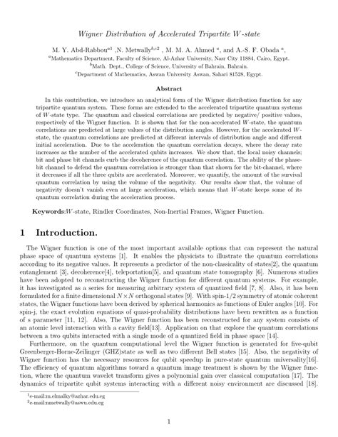 Pdf Wigner Distribution Of Accelerated Tripartitew State