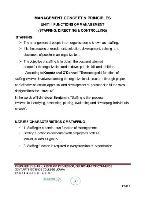 Management Concept Module III Pdf MANAGEMENT CONCEPT PRINCIPLES UNIT FUNCTIONS OF MANAGEMENT