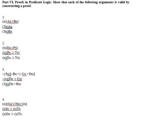 Solved Part Vi Proofs In Predicate Logic Show That Each Of