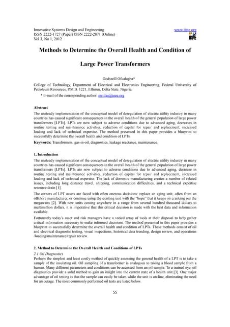 11methods To Determine The Overall Health And Condition Of Large Power