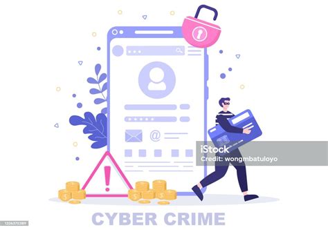 컴퓨터에서 디지털 데이터 장치 시스템 암호 및 은행 문서를 훔치는 사이버 범죄 일러스트 피싱 낚시에 대한 스톡 벡터 아트 및 기타 이미지 Istock