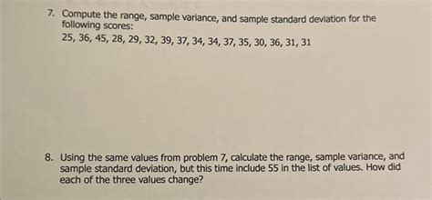 Solved Compute The Range Sample Variance And Sample Chegg