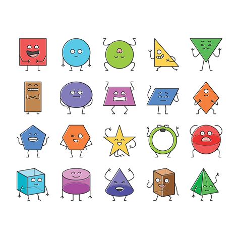 Geometric Shape Character Icons Set Vector 21231919 Vector Art At Vecteezy