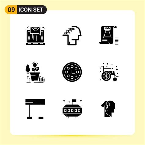 Set Of 9 Vector Solid Glyphs On Grid For Money Financial Speech Finance Planning Editable Vector