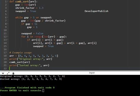 Python Program To Implement Comb Sort