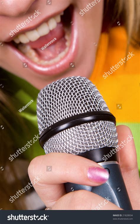 Sexy Girl Singing Microphone Stock Photo Edit Now