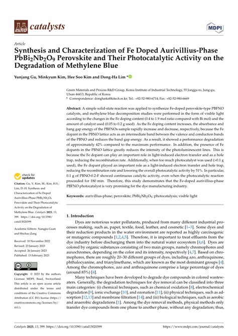 Pdf Synthesis And Characterization Of Fe Doped Aurivillius Phase Pbbi2nb2o9 Perovskite And