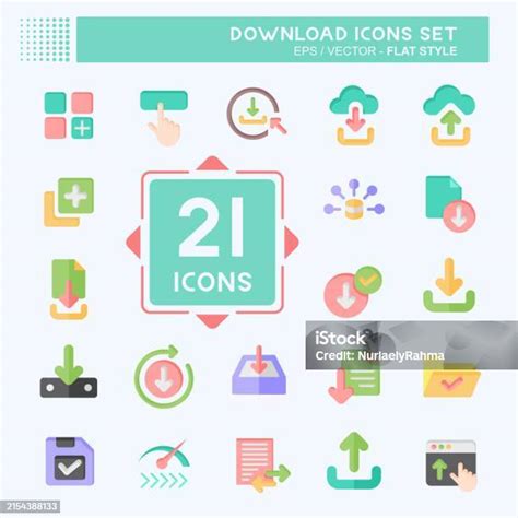아이콘 세트 다운로드 버튼 기호와 관련이 있습니다 색상 메이트 스타일 심플한 디자인 일러스트레이션 가상현실에 대한 스톡 벡터 아트 및 기타 이미지 Istock