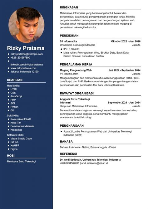 21 Contoh Cv Teknik Informatika Fresh Graduate And Berpengalaman Contoh