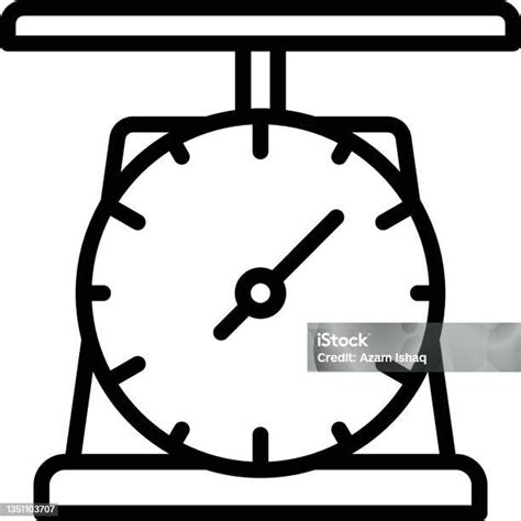 아날로그 식품 및 육류 상업용 주방 스케일 컨셉 벡터 라인 아이콘 디자인 무게 측정 장치 기호 질량 균형 기호 전통적인 스케일 스톡 일러스트레이션 저울에 대한 스톡 벡터