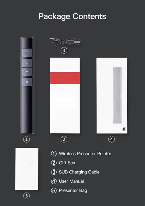 Ghz Wireless Presenter With Red Pointers Pen USB RF Remote Control Pointer Rechargeable