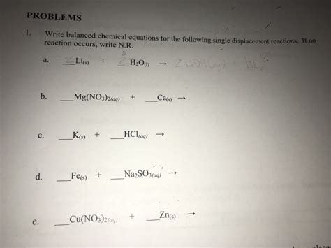Single Replacement Reaction Balanced Chemical Equation Tessshebaylo